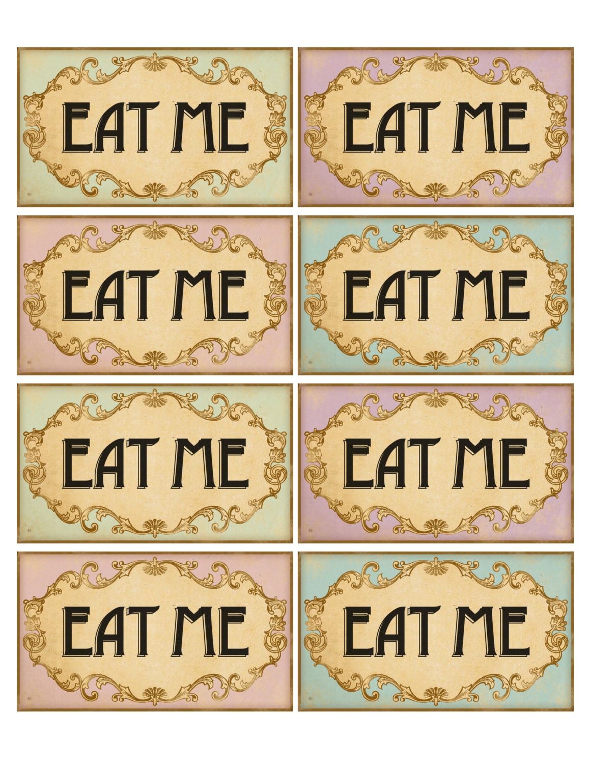Alice in Wonderland Tags & Labels, Eat Me Drink Me, Printable Party ...