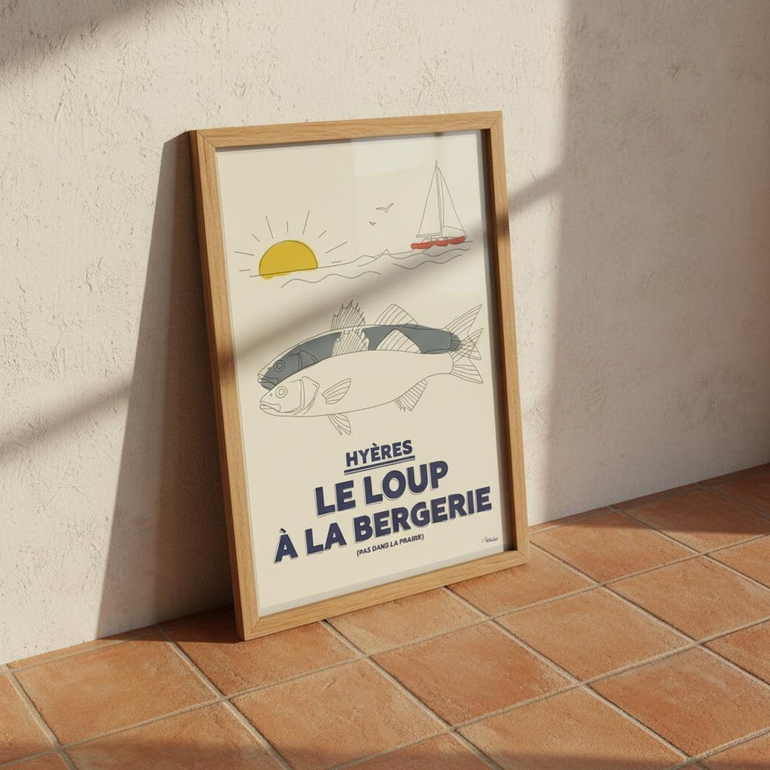 Funny Fish Poster - Naive Line Art With Humor - Ideal Souvenir for ...