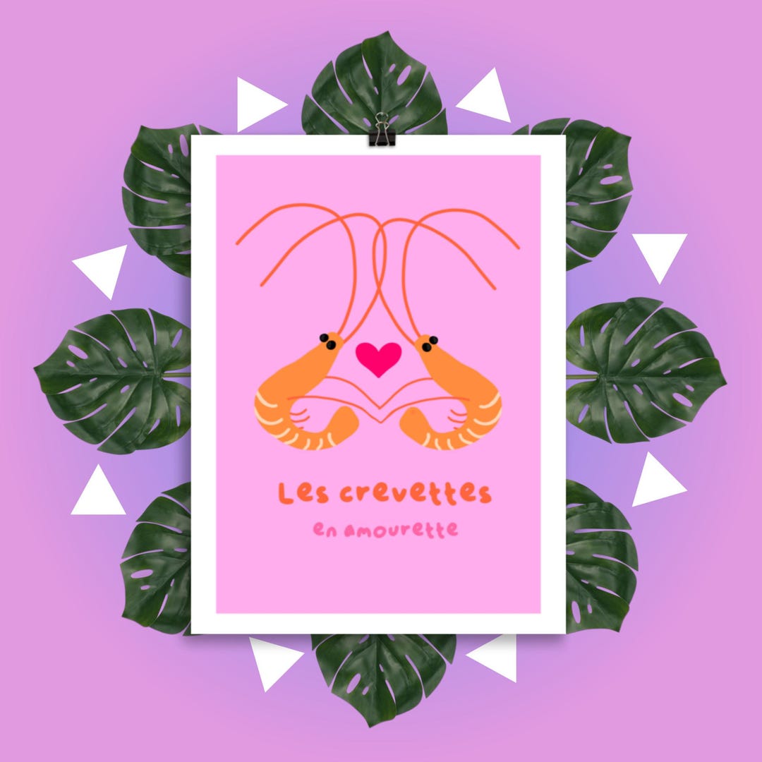 Shrimp on a Bicycle Poster - Colorful Wall Decor, Modern Poster ...