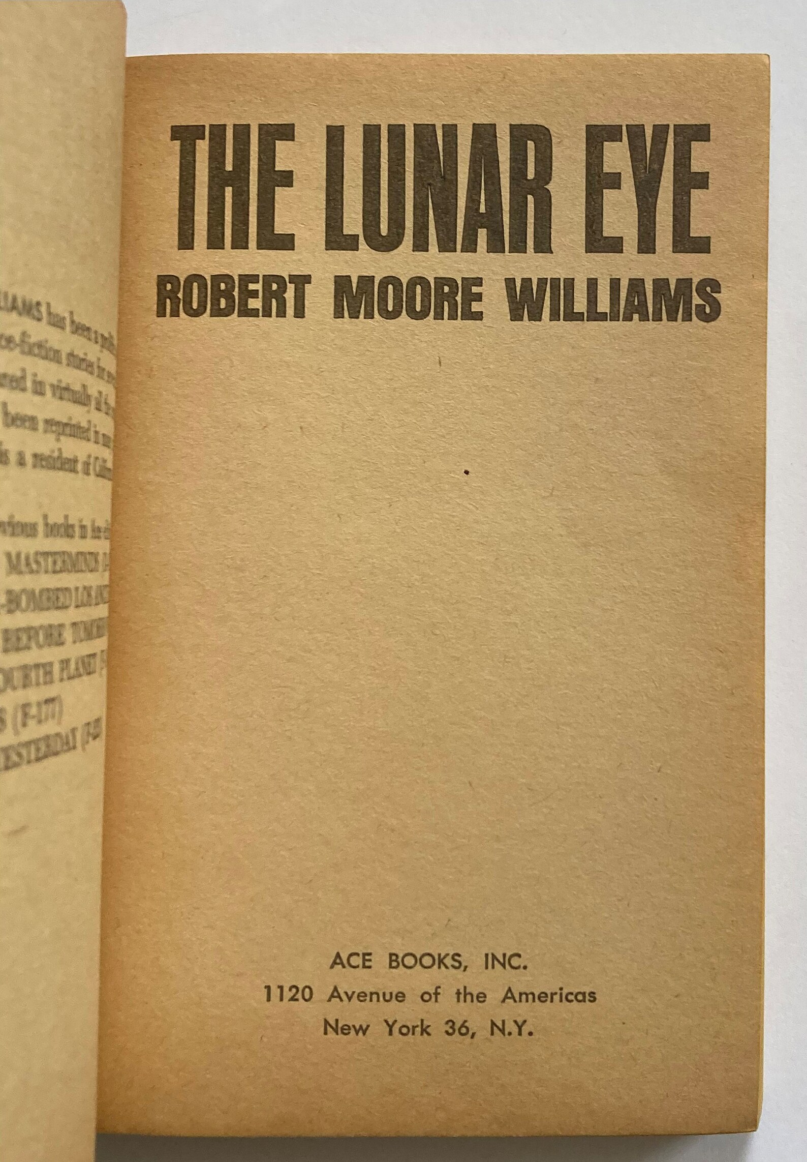 The Towers of Toron by Samuel R. Delany / the Lunar Eye by Robert Moore ...