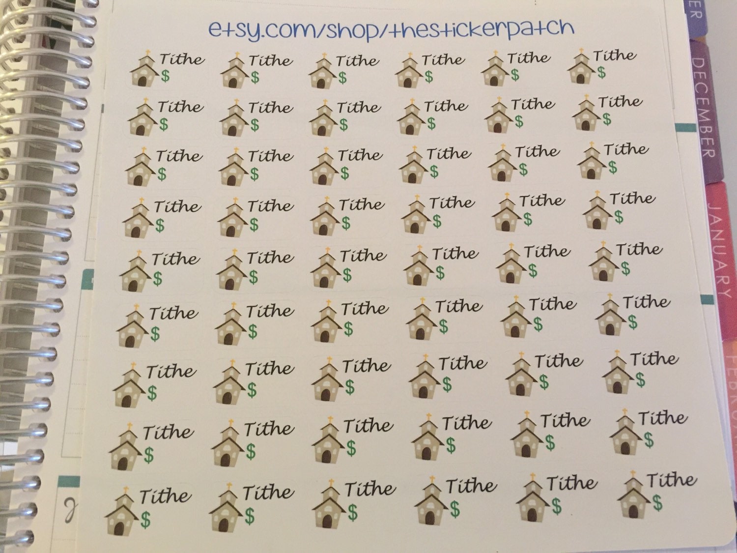 Tithe Planner Stickers 52 Count Sheet Stickers for Erin | Etsy