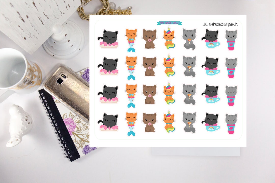 Cute Cats Planner Stickers- Stickers for Planners, Journals, Scrapbooks ...
