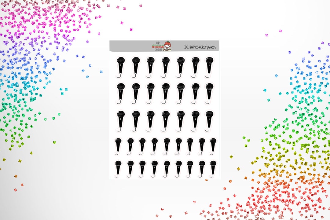 Hand Drawn Microphone Stickers, Stickers for Planners, Journals ...