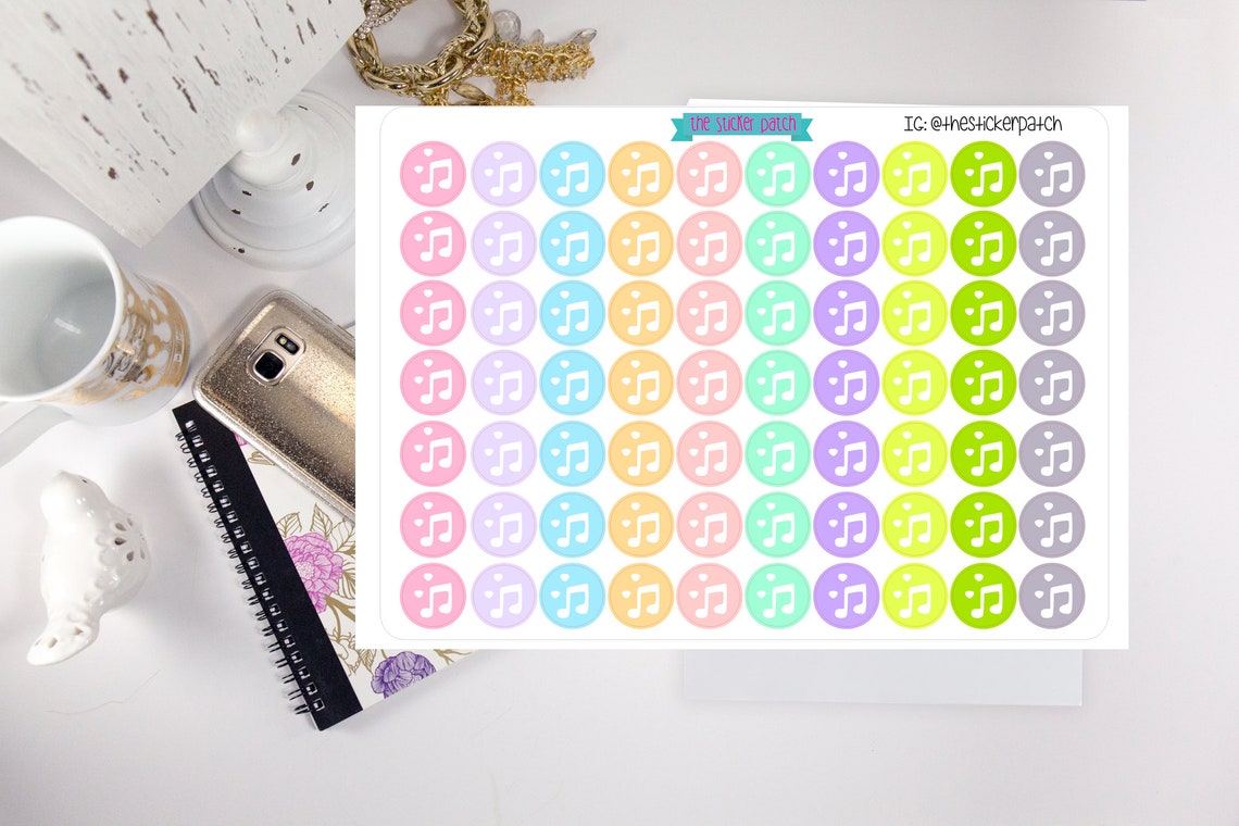 Music Notes Planner Stickers - Stickers for Planners, Journals ...