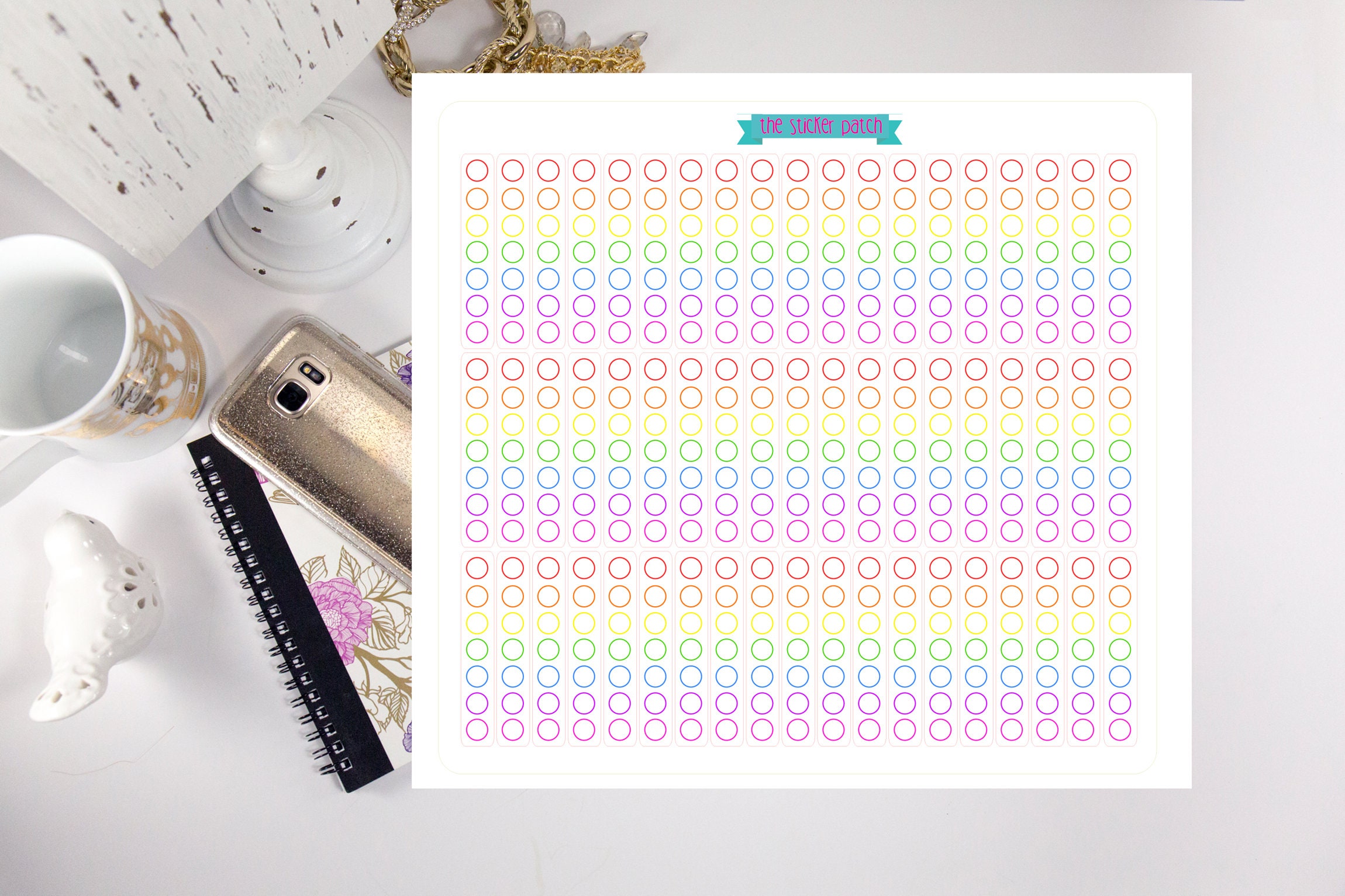 Rainbow Dot Checklist for HORIZONTAL EC Layout Stickers for Planners ...