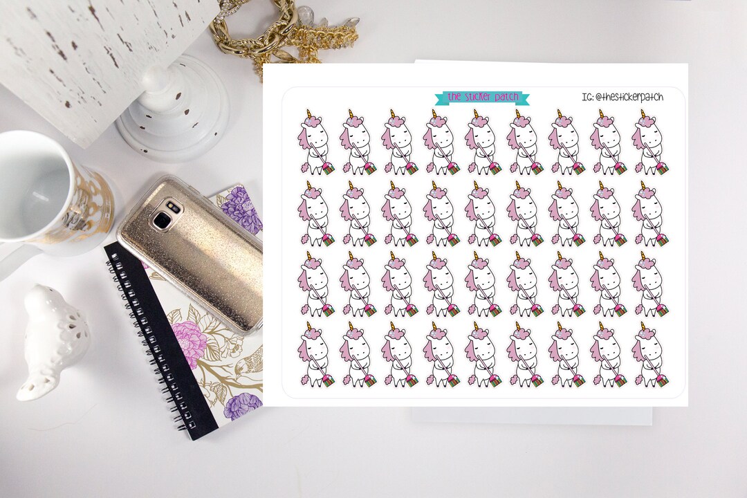 Zoe Unicorn Sweeps, Sweep the Floor, Stickers, Stickers for Planners ...
