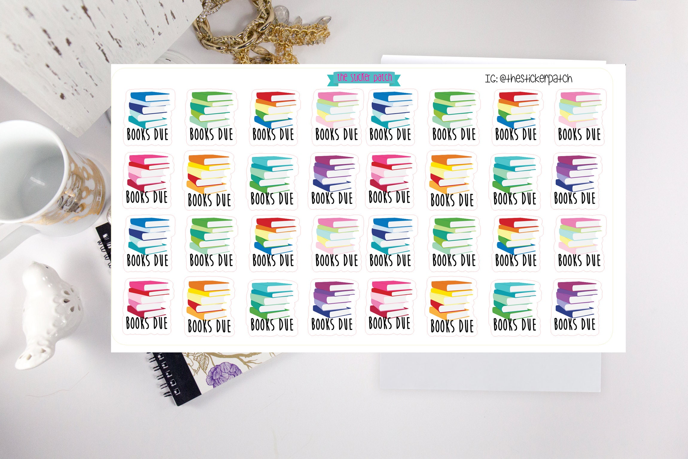 Library Books Due Planner Stickers Set of 32 stickers for - Etsy