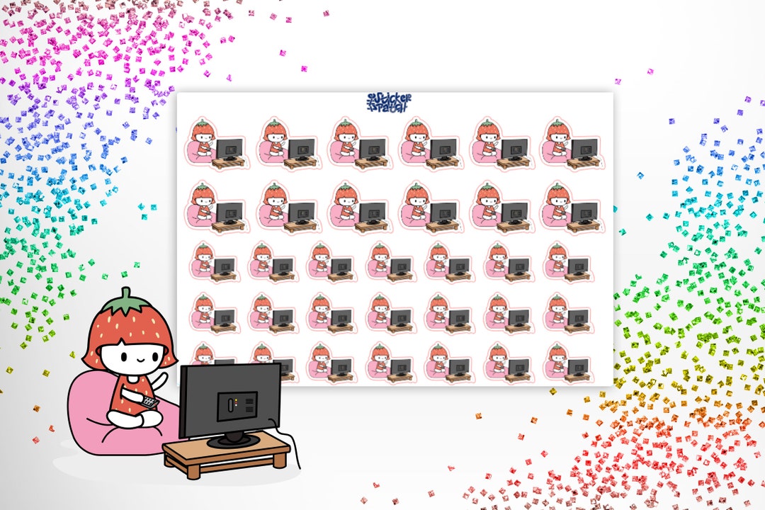 Miss Berry Cozy at Home, Watching Tv, Character, Stickers, Stickers for ...