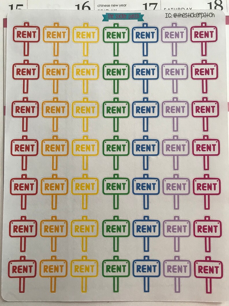 Rent Planner Stickers Stickers for Planners Journals - Etsy