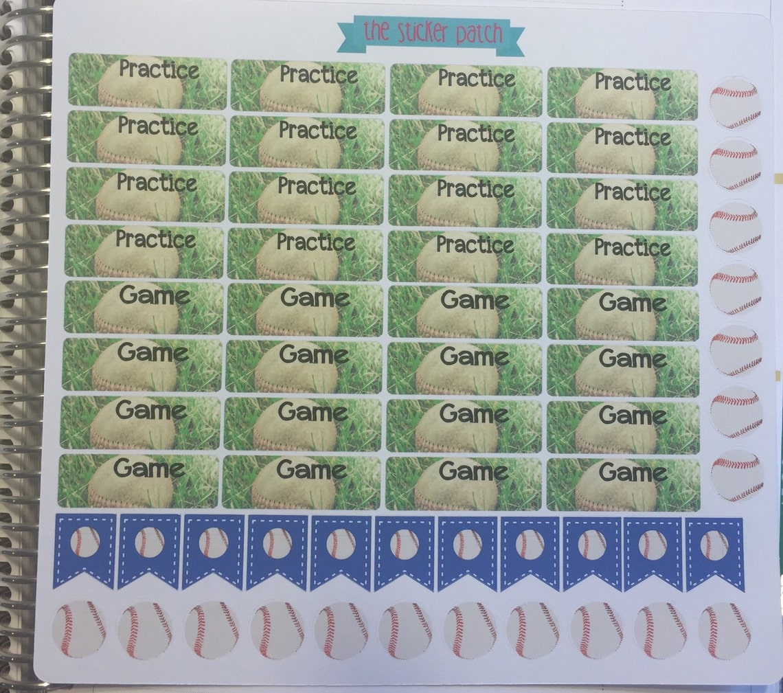 Baseball Themed Planner Sticker Set stickers for Planners - Etsy