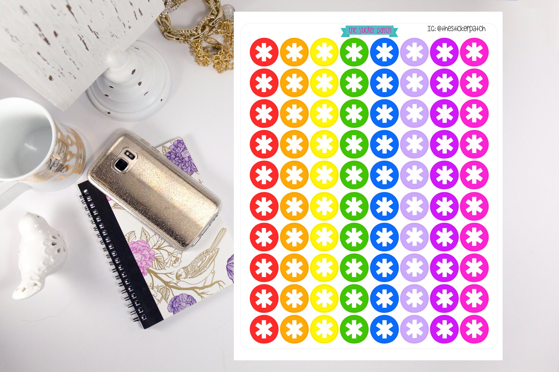 Asterisk Circle Planner Stickers - Stickers for Planners, Journals ...