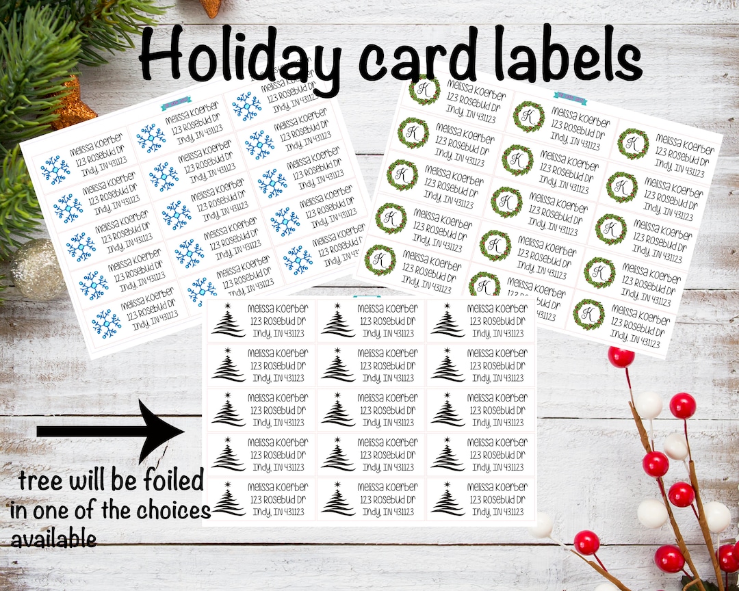 Holiday Card, Christmas Card Return Address Labels stickers for ...