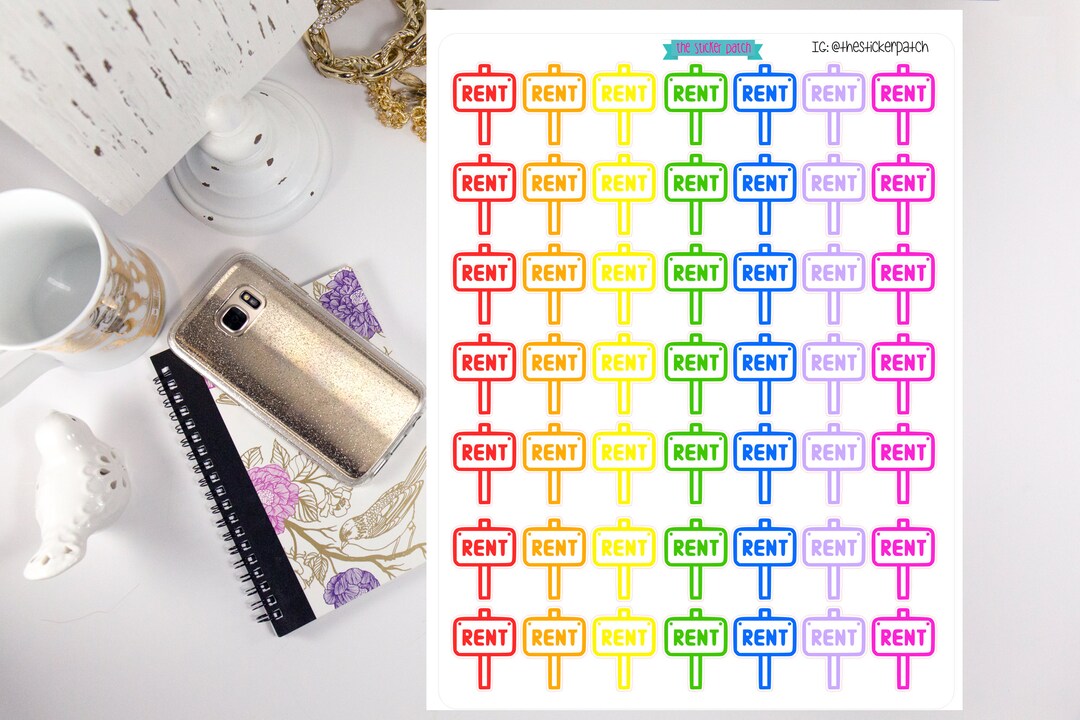Rent Planner Stickers - Stickers for Planners, Journals, Scrapbooks and ...