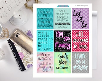 Song Lyric Stickers - Etsy