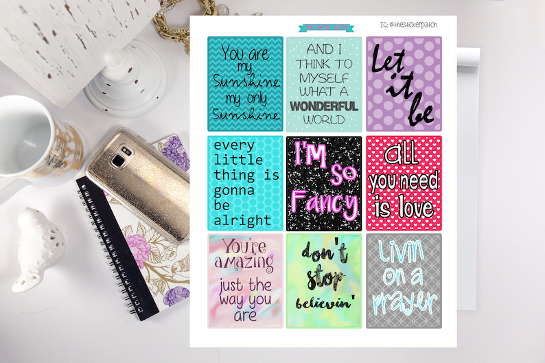 Motovational Song Lyric Planner Stickers - Stickers for Planners ...