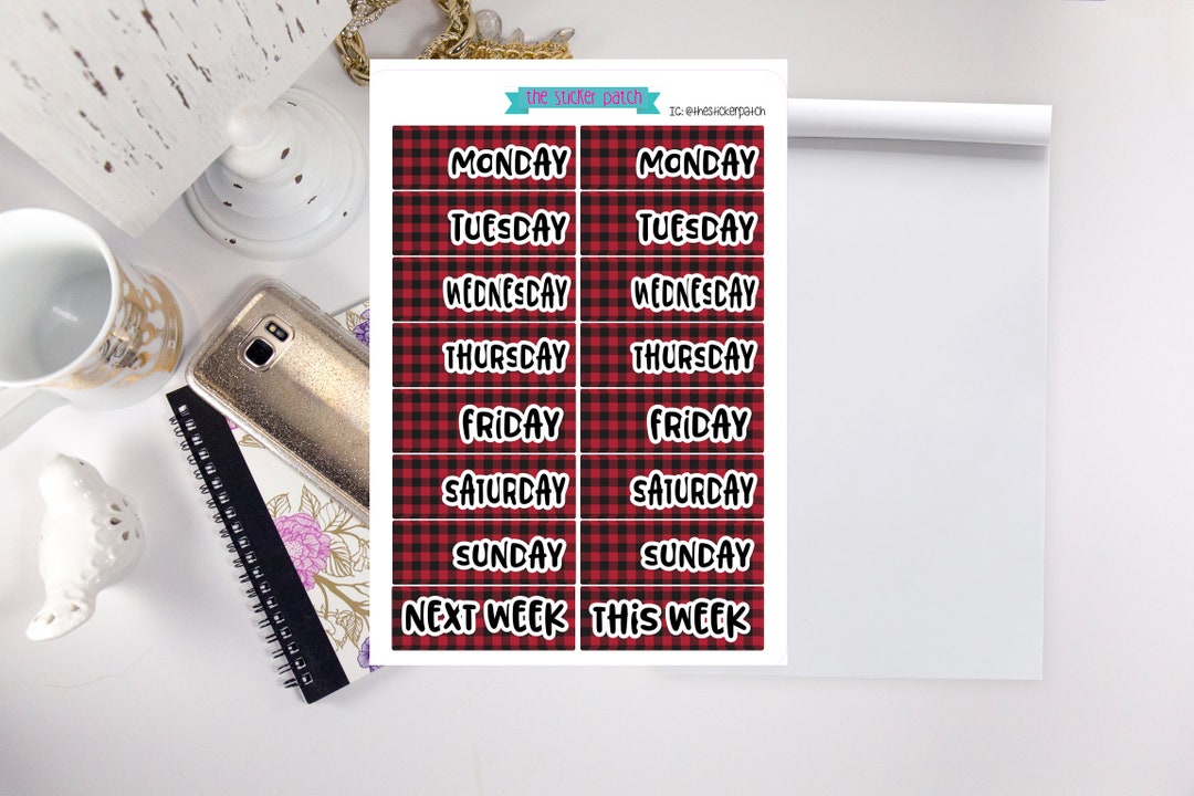 Buffalo Plaid Date Covers - Stickers for Planners, Journals, Scrapbooks ...