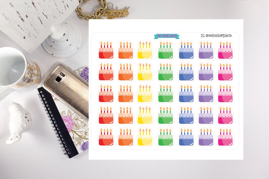 Birthday Cake Planner Stickers - Stickers for Planners, Journals ...