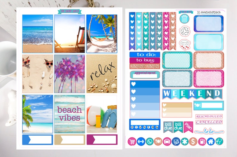 Beach Vibes Vacation Themed Weekly 2 Page Mini Kit Planner - Etsy