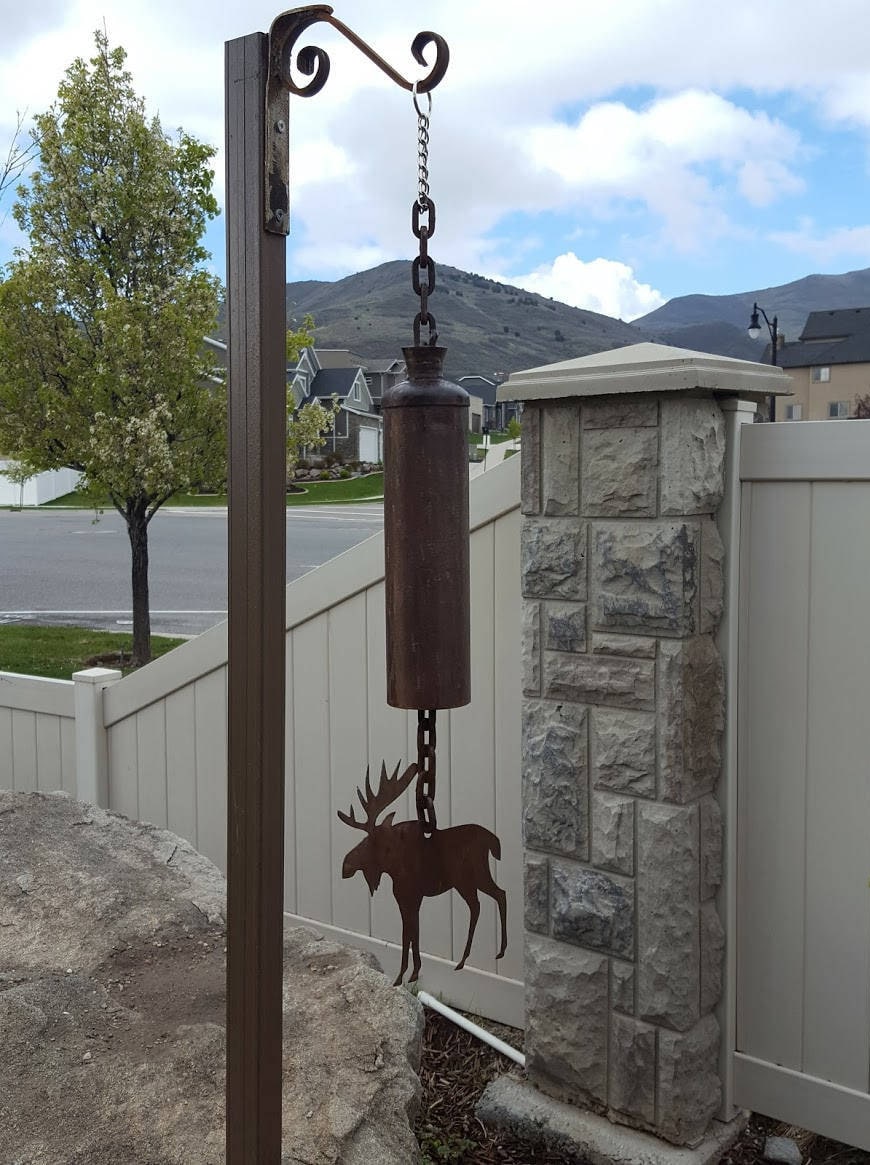 Moose bell,bronze rust patina,wildlife,garden art,hand made,recycled steel,