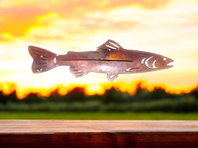 Rusty Metal Lake Trout Wall and Garden Art Made Out of Steel With Matte ...