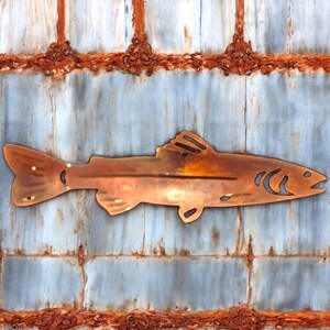 Rusty Metal Lake Trout Wall and Garden Art Made Out of Steel With Matte ...