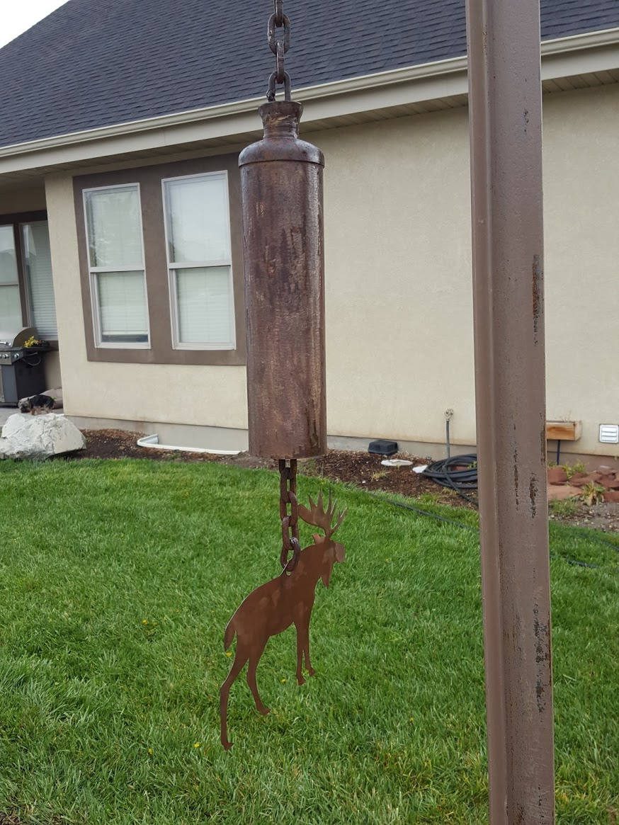 Moose bell,bronze rust patina,wildlife,garden art,hand made,recycled steel,