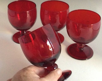 Ruby red goblets | Etsy