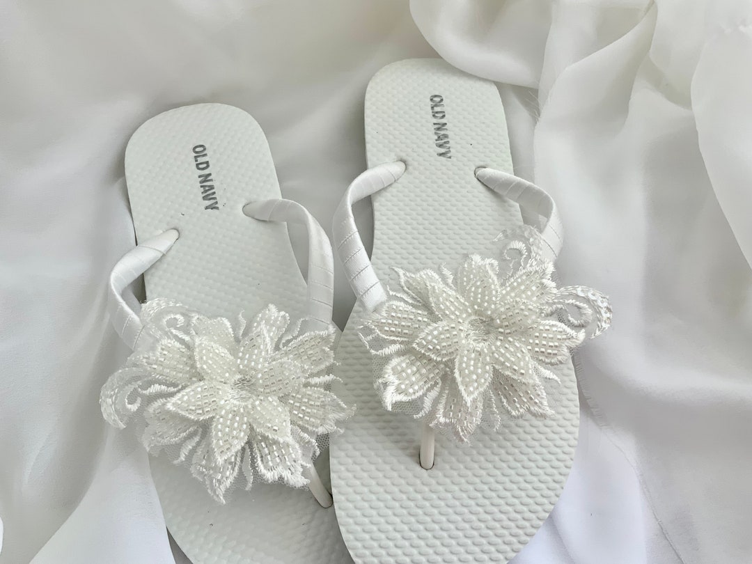 Bridal Beaded Lace Flip Flop, Wedding Flip Flops, Bridal Sandals ...