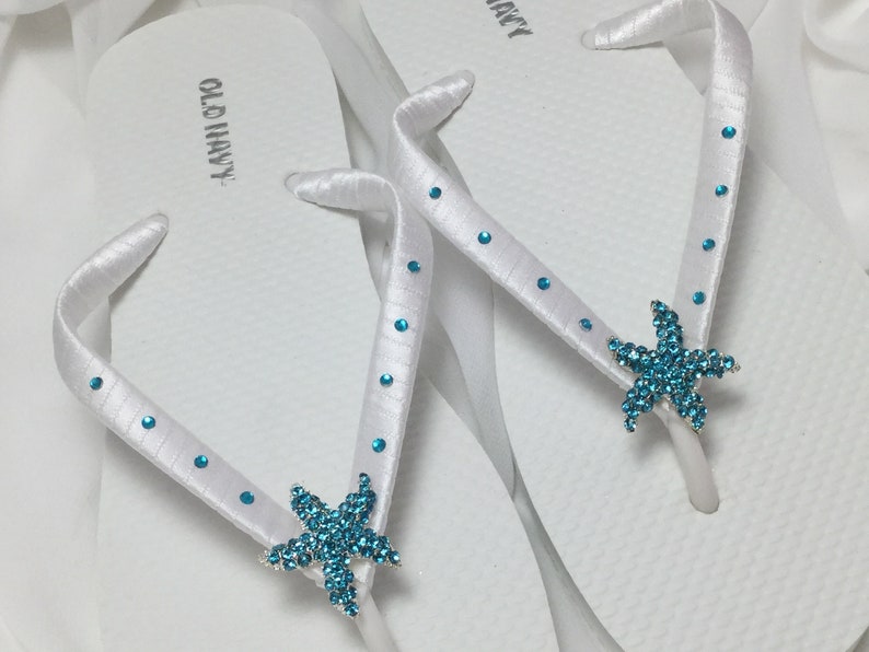 Starfish Bridal Flip Flops Turquoise Flip Flop Starfish - Etsy