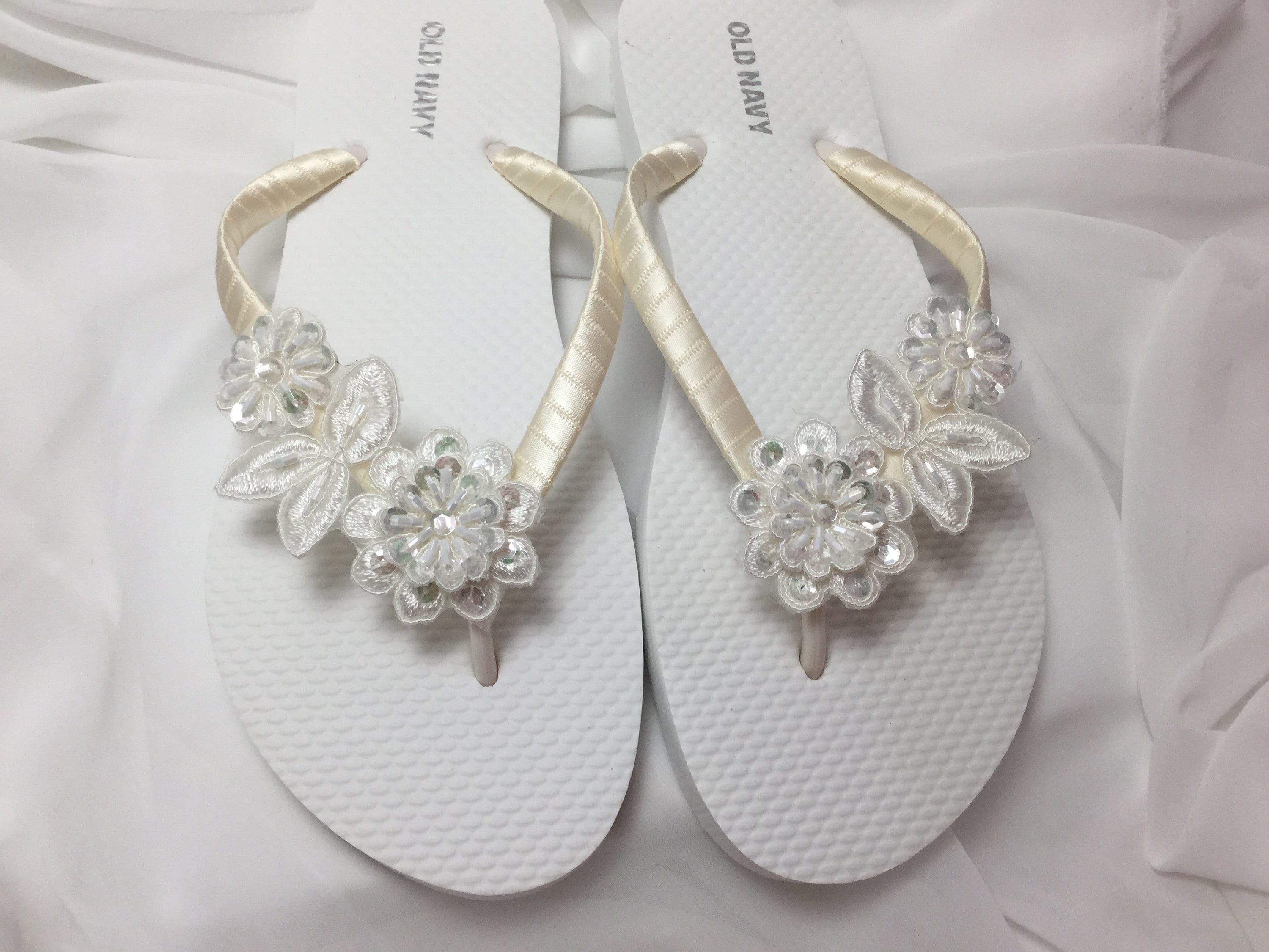Ivory Bridal Lace Flip Flops Bridal Sandals Braidsmaid Flip - Etsy