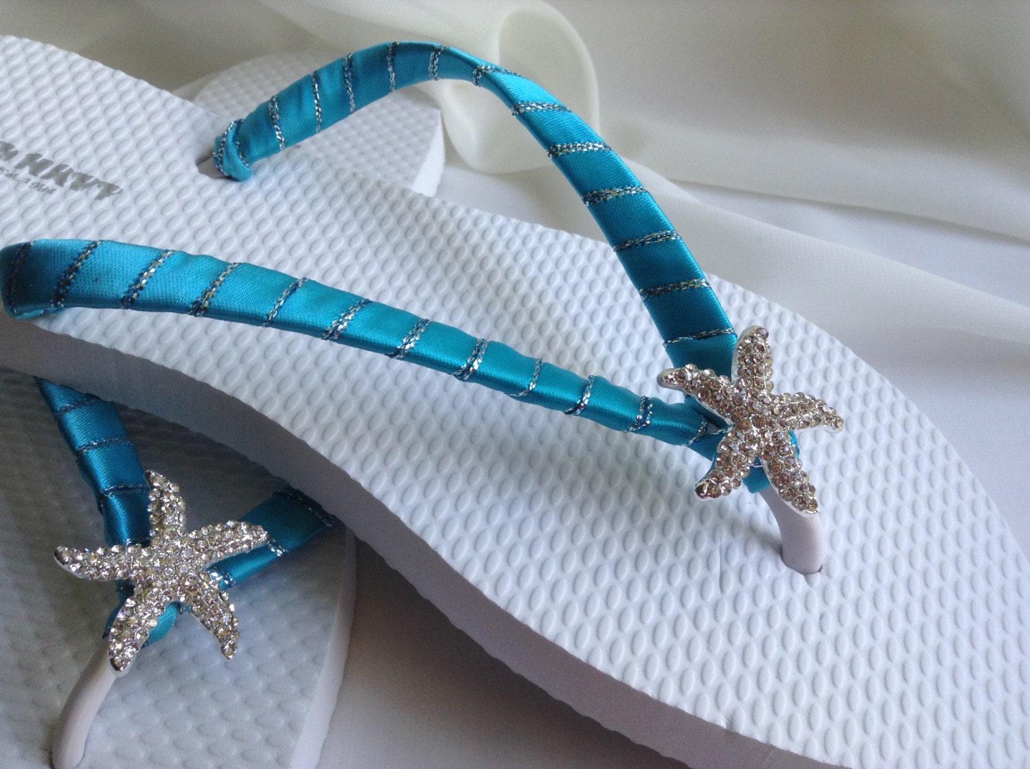 Starfish Bridal Flip Flops Bridal Sandals Rhinestones Flip - Etsy
