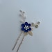 Royal Blue Flower Hair Pin, Royal Blue Flower and Gold Leaf Bridal Pins ...