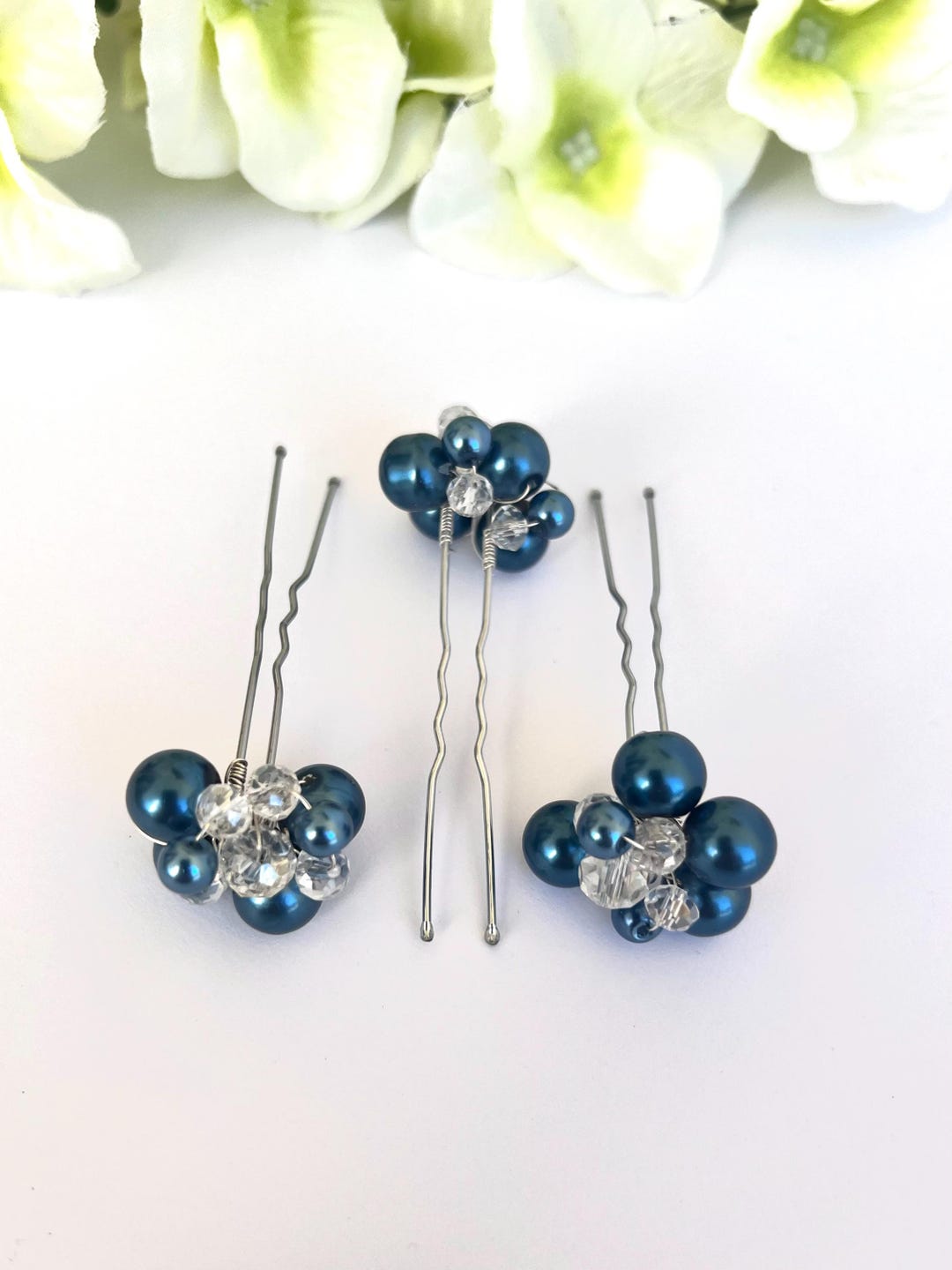Bride Blue Hair Pins, Wedding Hair Pins, Bridal Hair Pins With Blue ...