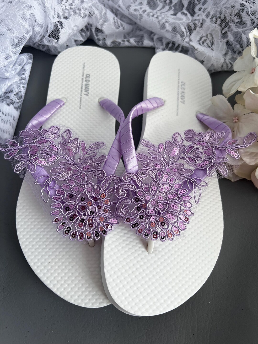 Lavender Bridal Flip Flops, Bridesmaid Flip Flops, Beach Wedding ...
