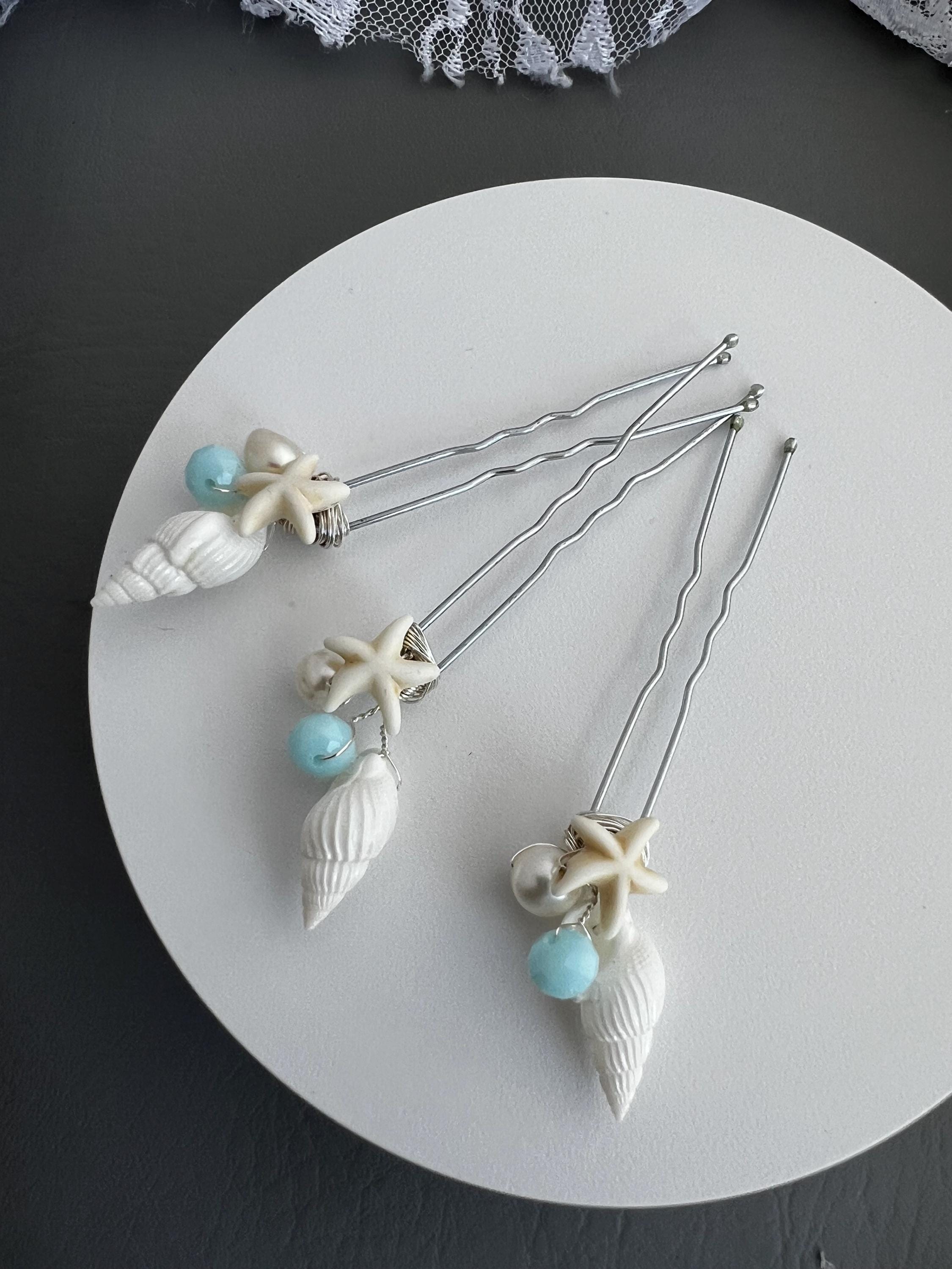 Sea Shell Hair Pin, Ocean Hair Pin, White Shell Beach Wedding Hair Pin ...