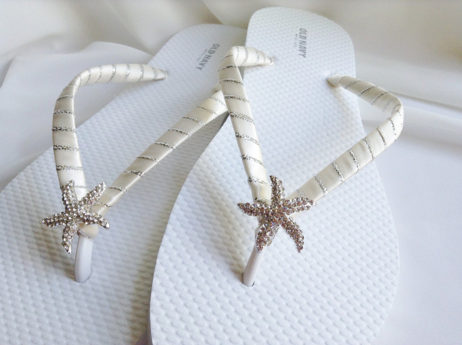 Ivory Starfish Bridal Flip Flops Rhinestones Flip Flops - Etsy