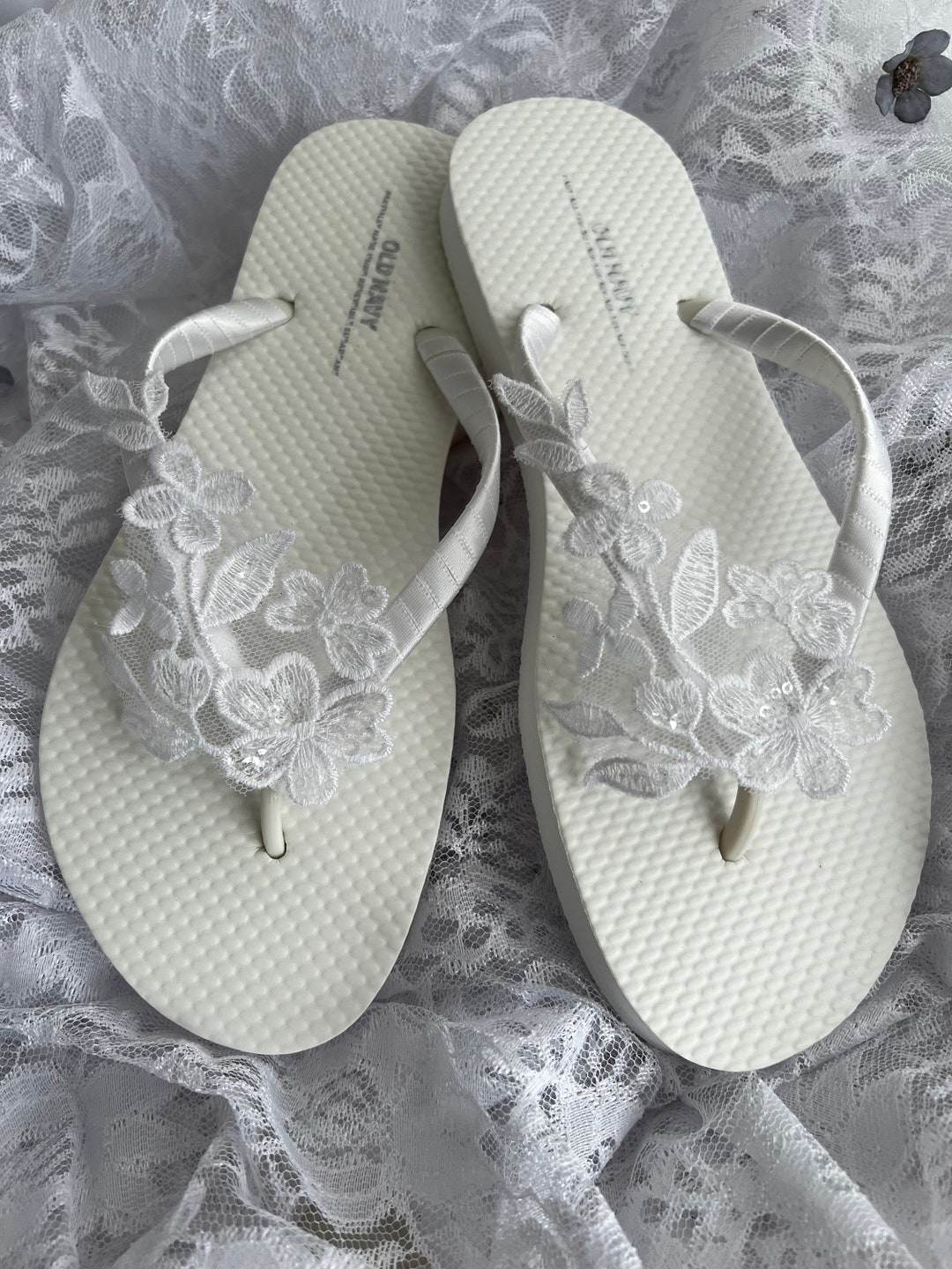 White Lace Flip Flop, Bridal Sandals, Lace Wedding Sandals, Beach Bride ...