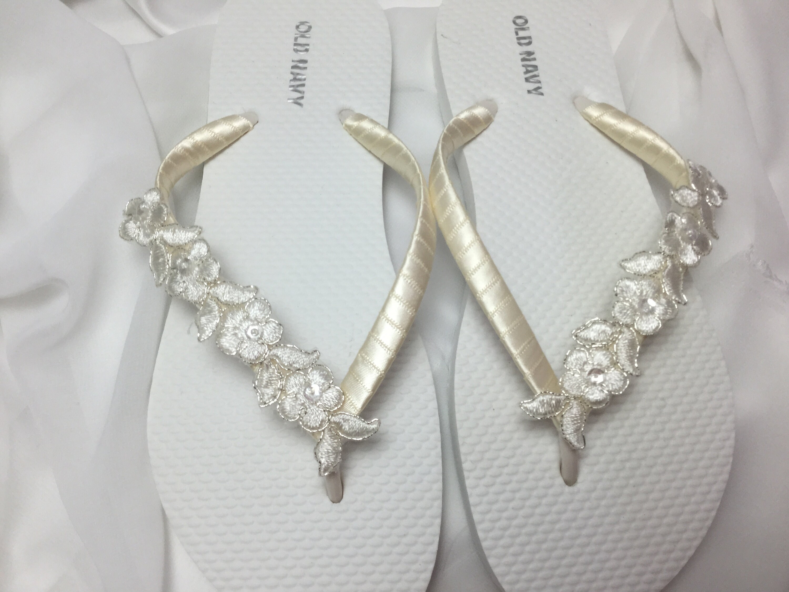 Ivory Bridal Flip Flops Wedding Flip Flops Ivory Beaded Lace | Etsy
