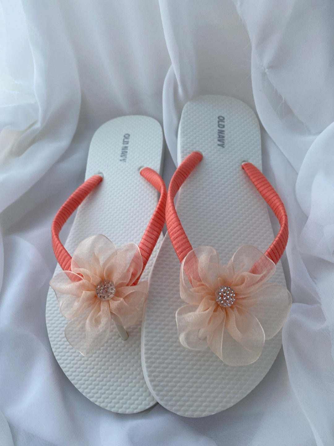 Coral Bridal Flip Flops, Coral Wedding Sandals, Flip Flop, Bridal ...