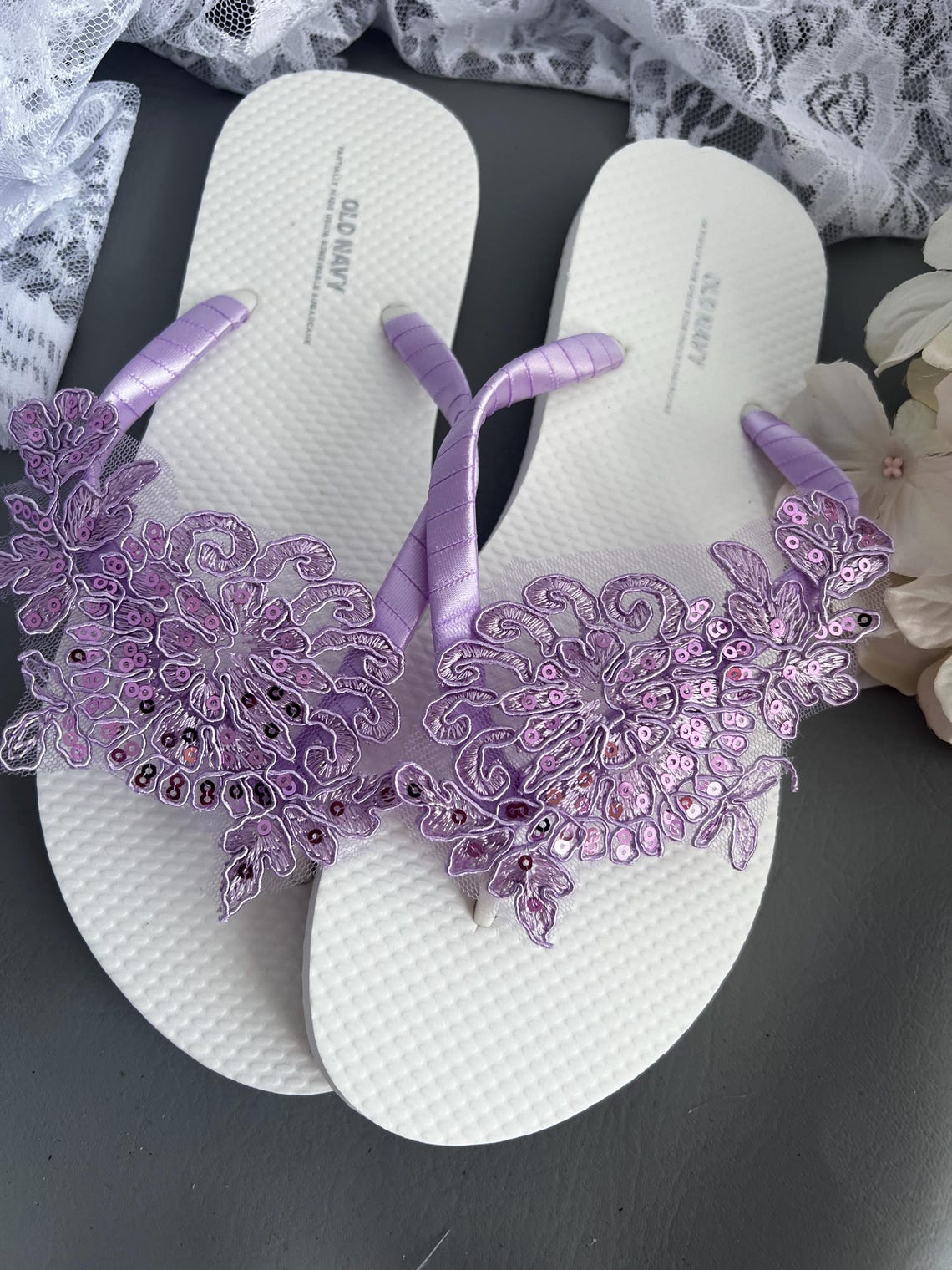 Lavender Bridal Flip Flops, Bridesmaid Flip Flops, Beach Wedding ...