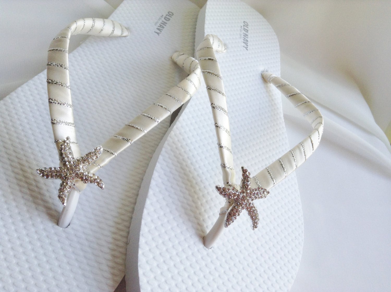 Ivory Starfish Bridal Flip Flops Rhinestones Flip Flops - Etsy