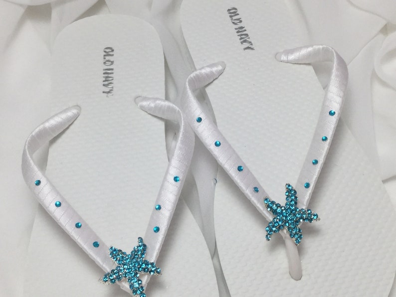 Starfish Bridal Flip Flops Turquoise Flip Flop Starfish - Etsy