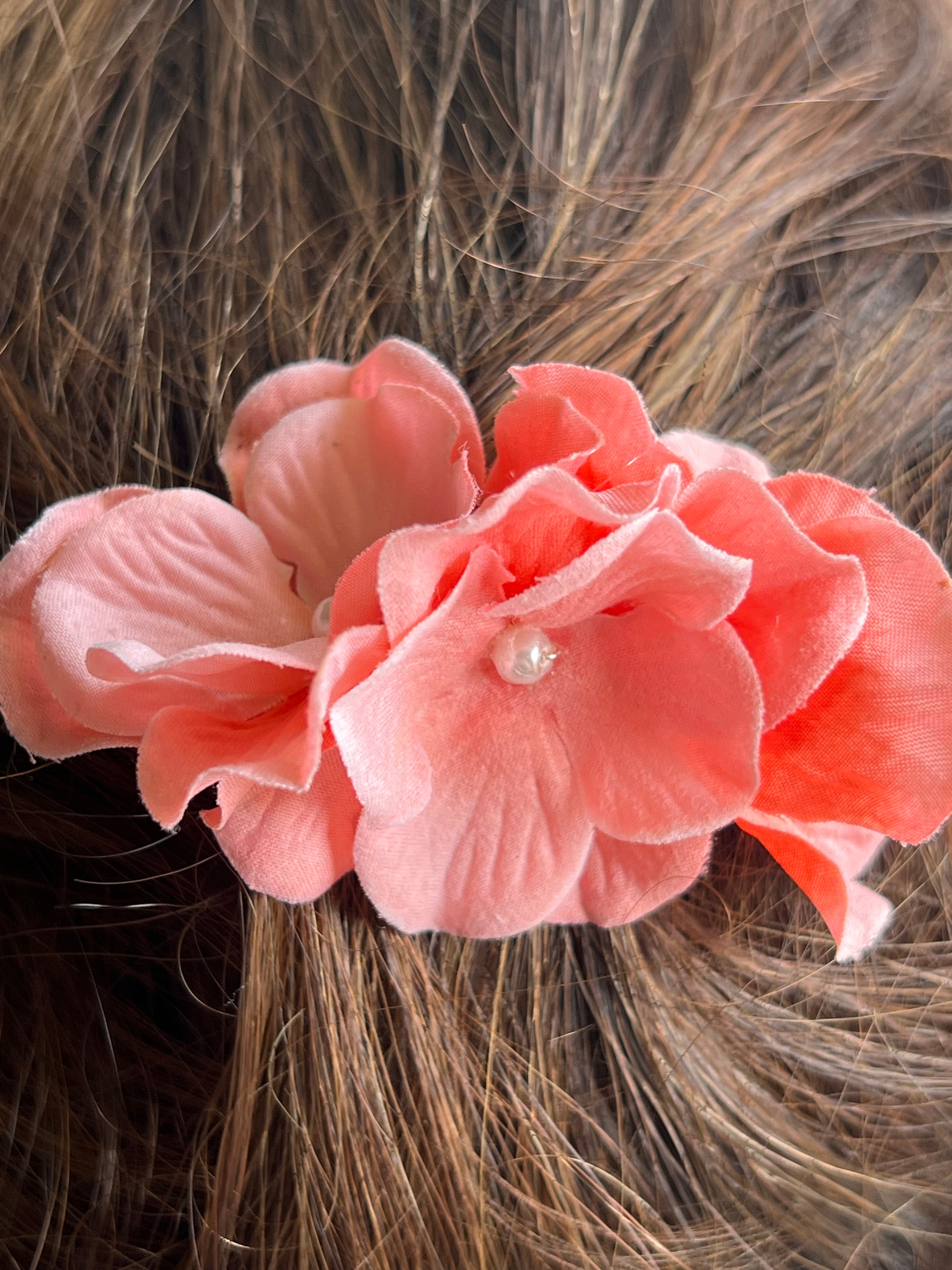 Coral flower hair accessories store