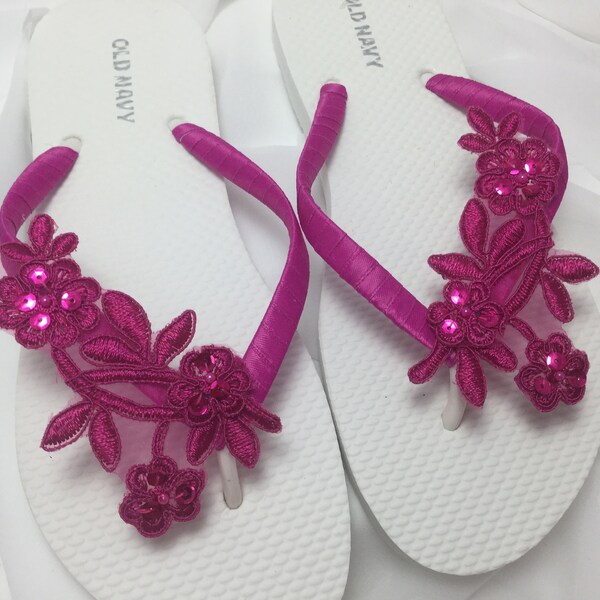 Hot Pink Flip Flops - Etsy