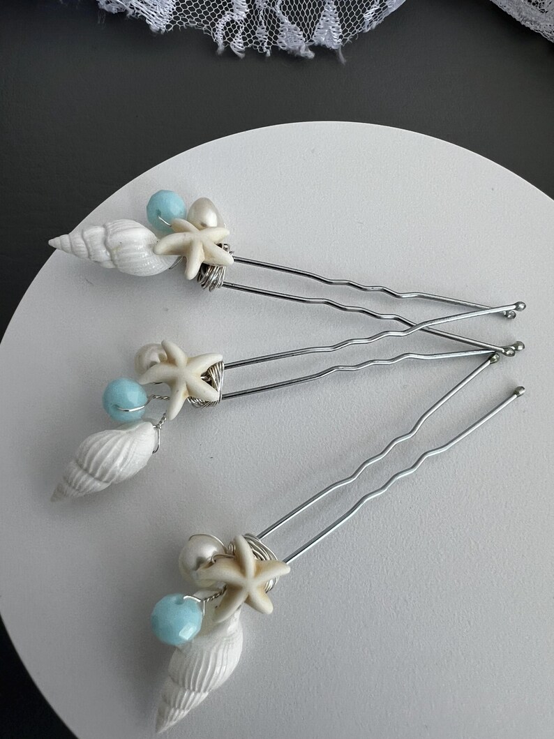 Sea Shell Hair Pin, Ocean Hair Pin, White Shell Beach Wedding Hair Pin ...