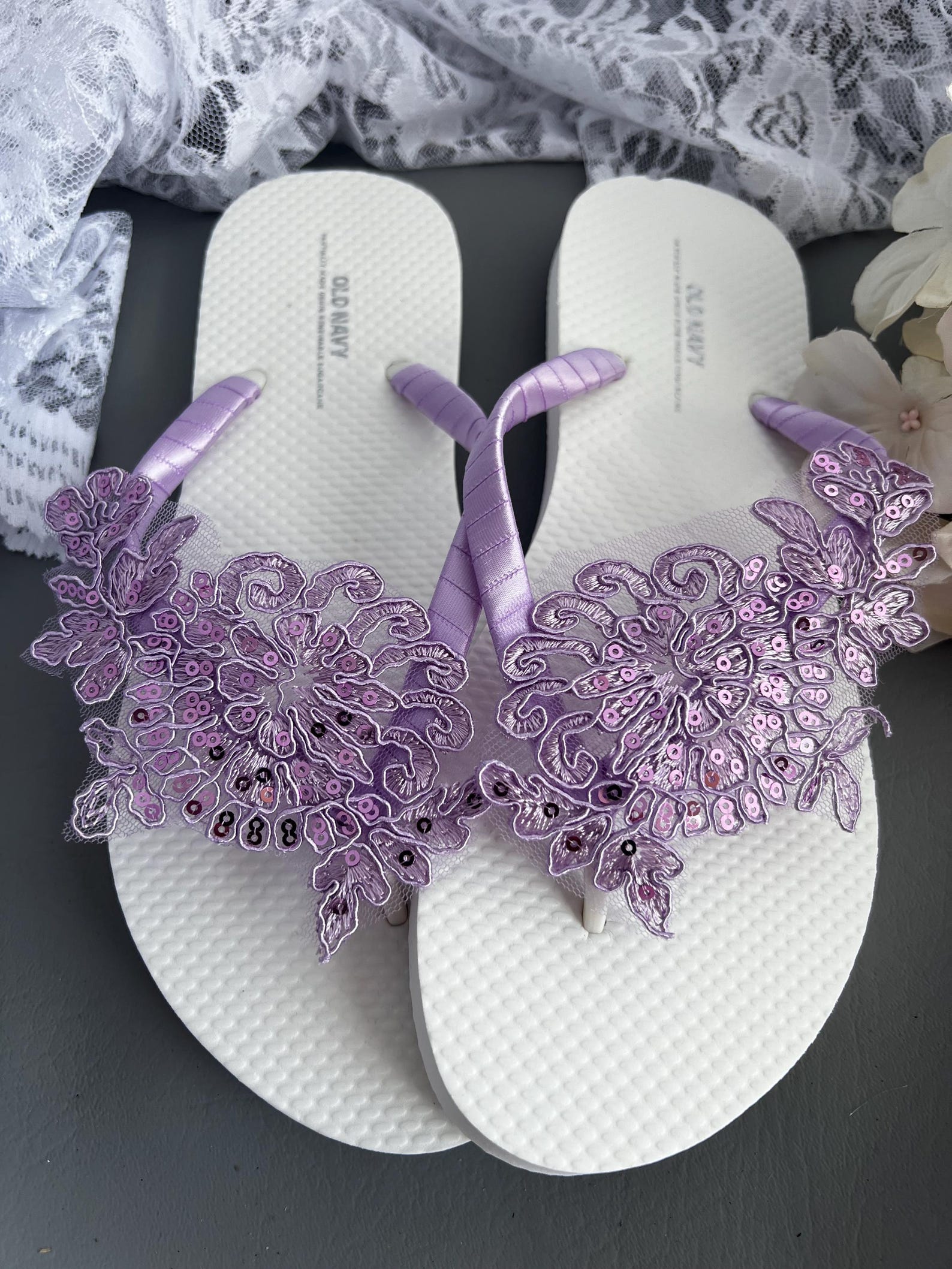 Lavender Bridal Flip Flops, Bridesmaid Flip Flops, Beach Wedding ...