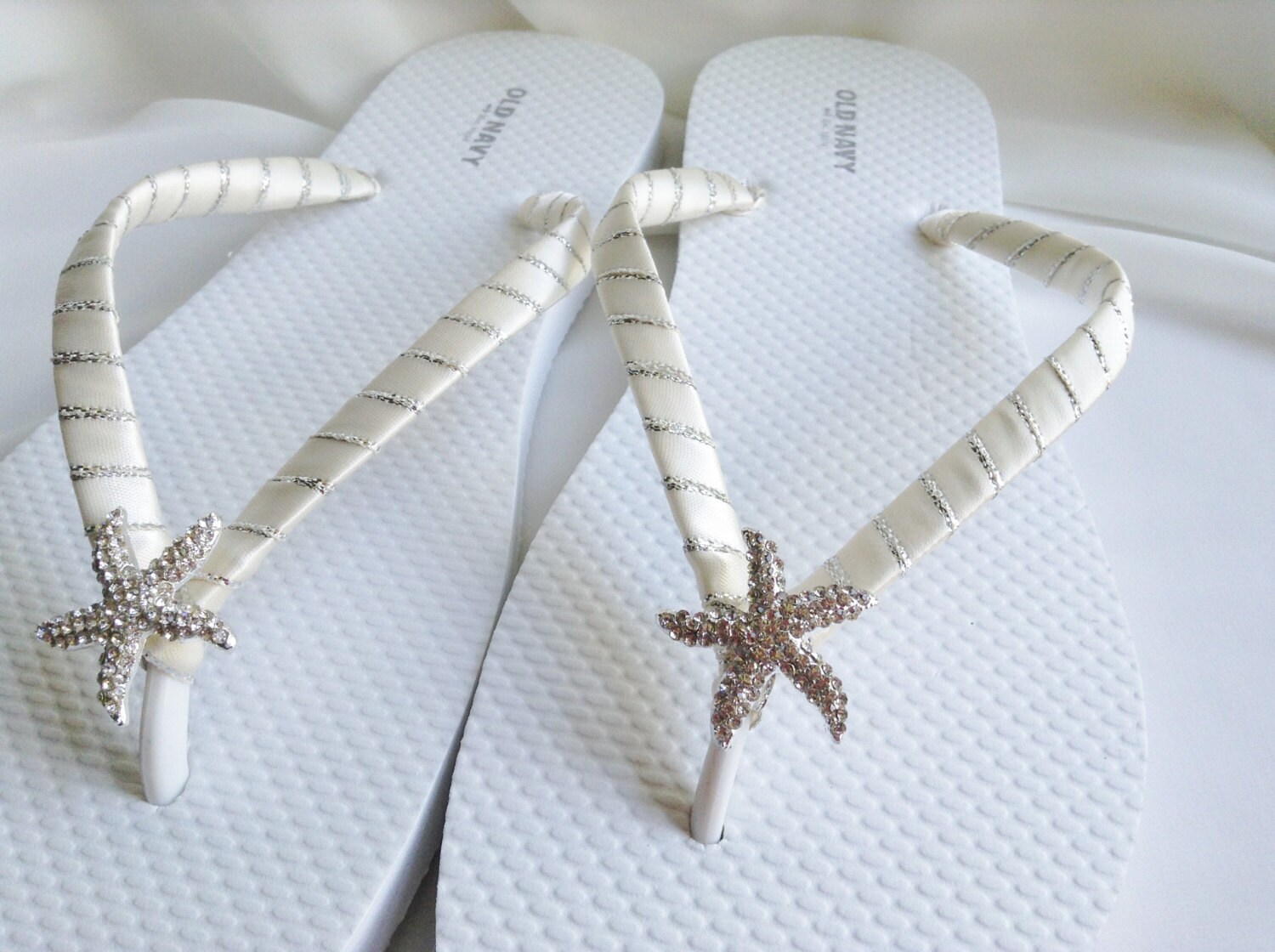 Ivory Starfish Bridal Flip Flops Rhinestones Flip Flops - Etsy
