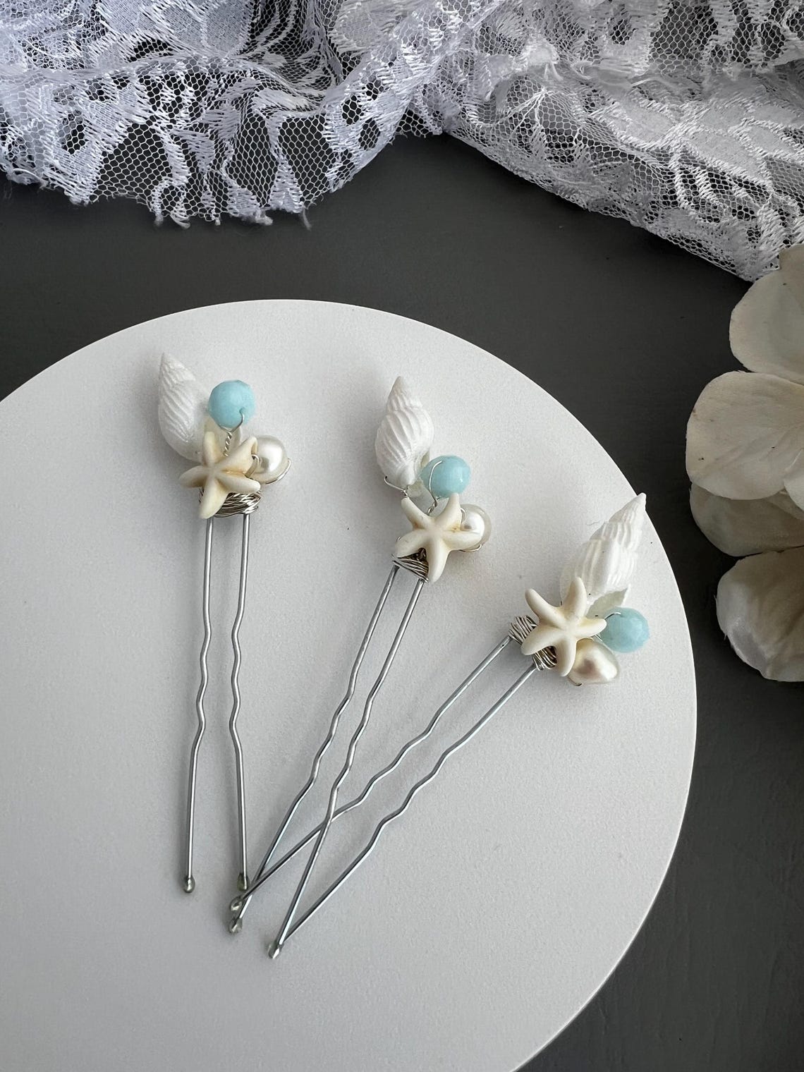 Sea Shell Hair Pin, Ocean Hair Pin, White Shell Beach Wedding Hair Pin ...