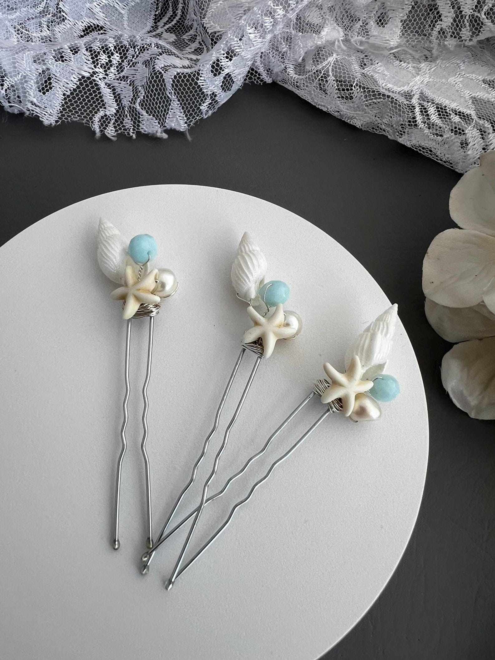 Sea Shell Hair Pin, Ocean Hair Pin, White Shell Beach Wedding Hair Pin ...