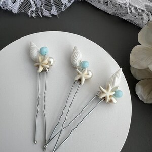 Sea Shell Hair Pin, Ocean Hair Pin, White Shell Beach Wedding Hair Pin ...